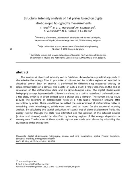 Pdf Structural Intensity Analysis Of Flat Plates Based On Digital Stroboscopic Holography