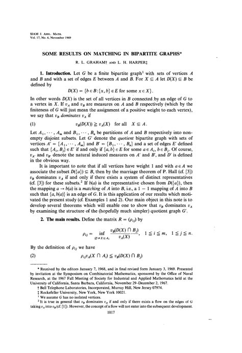 pdf some results on matching in bipartite graphs