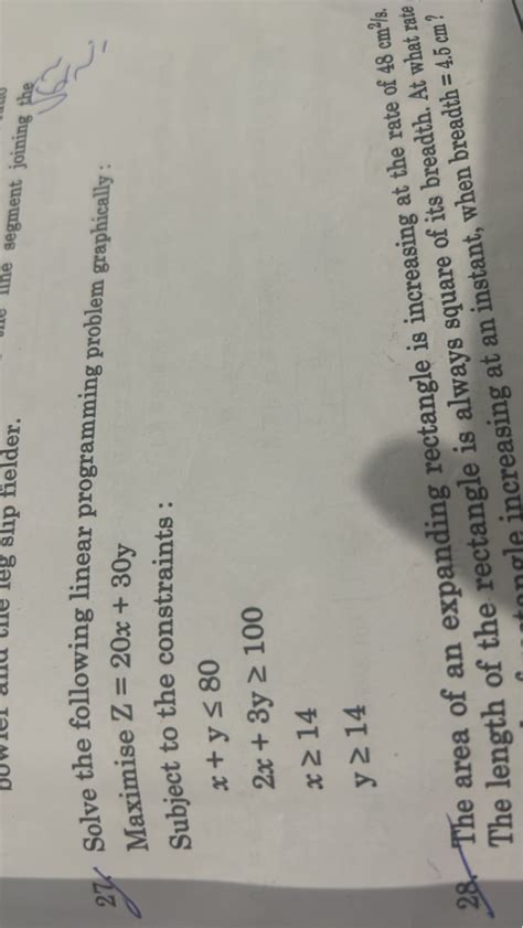 Solve The Following Linear Programming Problem Graphically Maximise Z