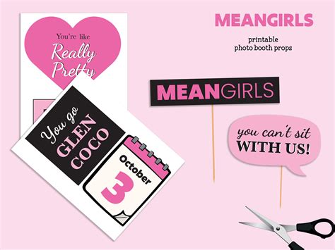Mean Girls Party Photo Booth Props The Plastics Party Decor Mean Girls Photo Props Printable