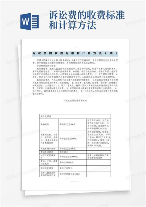 诉讼费的收费标准和计算方法 Word模板下载 编号ldkwaker 熊猫办公