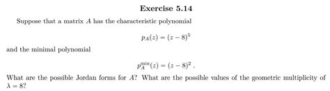 Solved Exercise Suppose That A Matrix A Has The Chegg Com