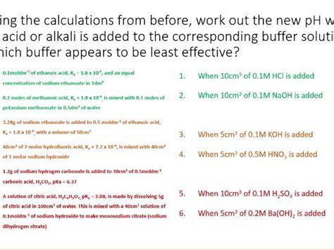 Buffer Calculations Full Differentiated Lessons Revision Or Lesson