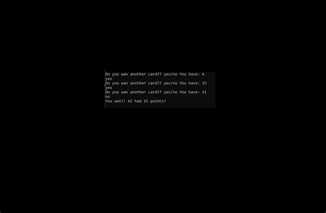 Github Yushikuniblackjack Simple Blackjack Game