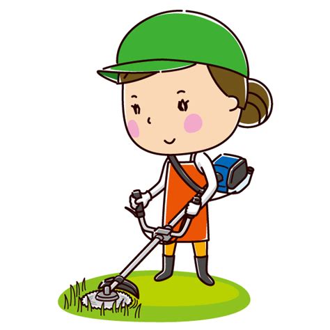 草刈りのイラスト女性2カット イラストくん