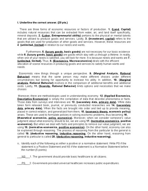 Econ Dev Quiz On Economic Resources And Analysis Concepts Studocu