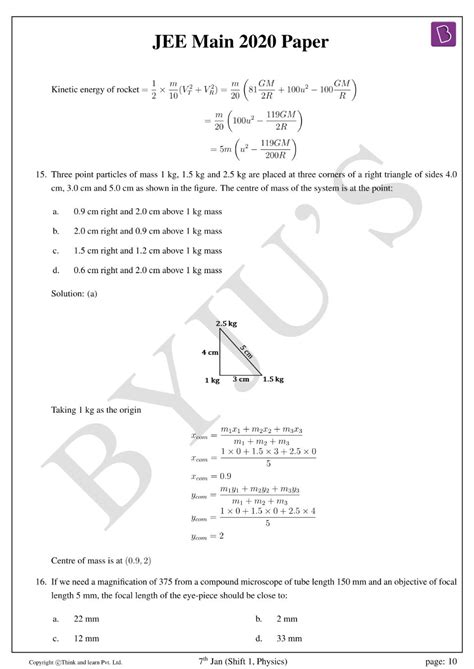 JEE Mains 2020 Physics Question Paper