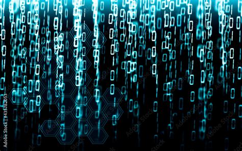 Binary Code Data Bit Screen Display On Laptop Computer Screen Matrix Of Data Flowhexadecimal
