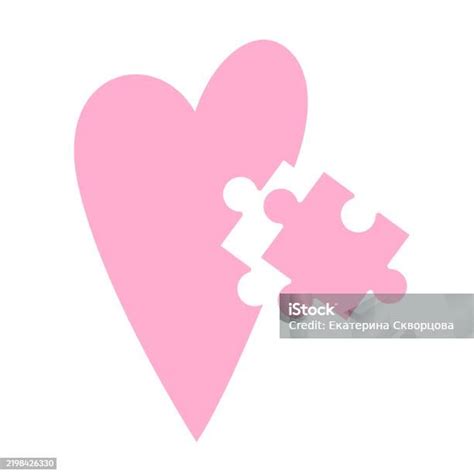 분홍색 하트 퍼즐 와 조각 퍼즐 퍼즐 퍼즐 조각이 빠진 하트는 불완전함 또는 갈망을 상징합니다 건강관리와 의술에 대한 스톡 벡터 아트 및 기타 이미지 Istock