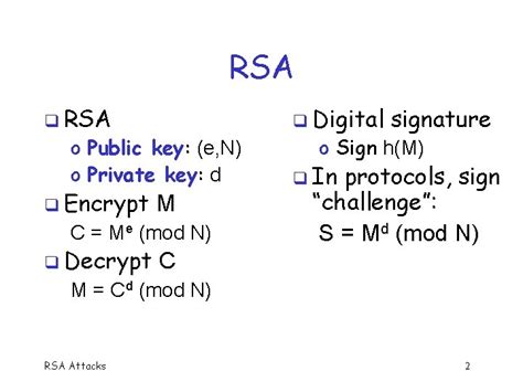 Rsa Implementation Attacks Rsa Attacks 1 Rsa Q