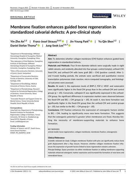 Pdf Membrane Fixation Enhances Guided Bone Regeneration In