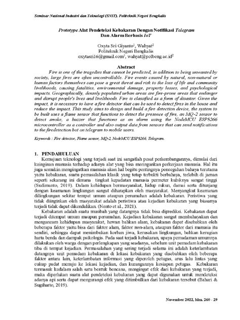 View Of Prototype Alat Pendeteksi Kebakaran Dengan Notifikasi Telegram Dan Alarm Berbasis Iot Pdf