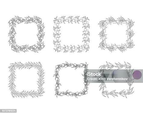 손의 세트 그린 올리브 브랜치 월계관 화 환 그리스 Oliva 떠날 초대 사각형 프레임 벡터는 일러스트 레이 션 고립 가을 단풍에 대한 스톡 벡터 아트 및 기타 이미지
