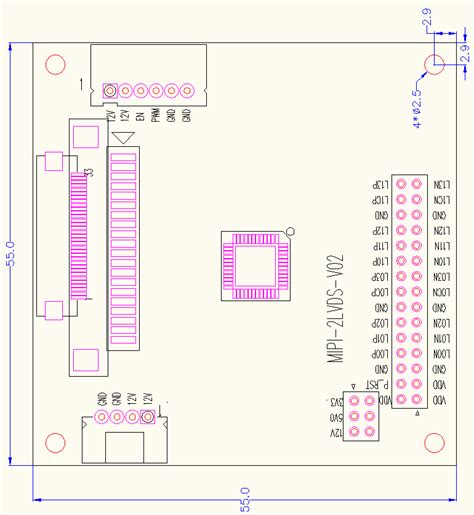 Mipi To Lvds 컨버터 보드 Lcd 브리지 4 레인 Mipi To 듀얼 Lvds