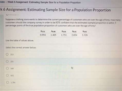 Solved Dules Week 6 Assignment Estimating Sample Size For A
