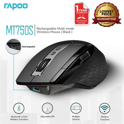 Rapoo MT750S MT760L MT550 Wireless Mouse Rechargeable Multi Mode Easy Switch Between Bluetooth