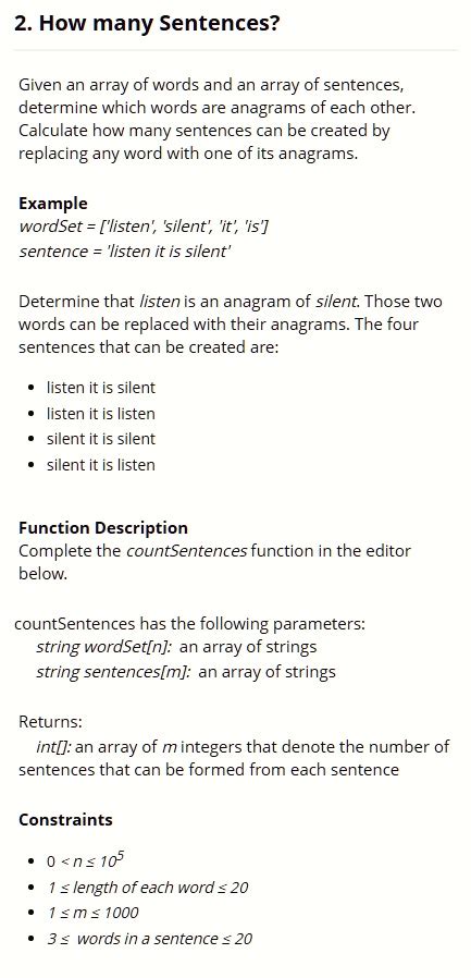 Solved Title Sentence Creation With Anagrams In C Given An Array Of Words And An Array Of