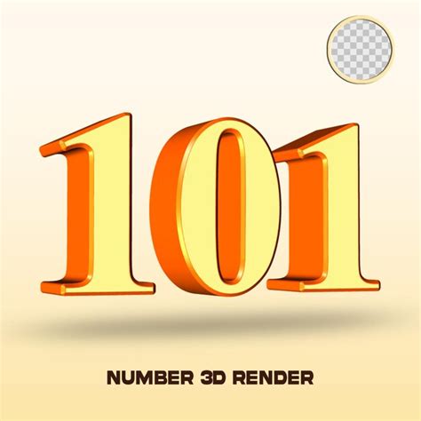 Premium Psd 3d Render Number 101 Light Yellow Orange Color