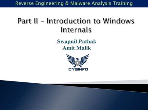 Reversing Malware Analysis Training Part2 Introduction To Windows Internals Ppt