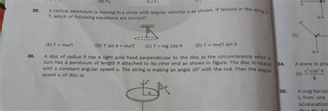A Conical Pendulum Is Moving In A Circle With Angular Velocity ω As Shown