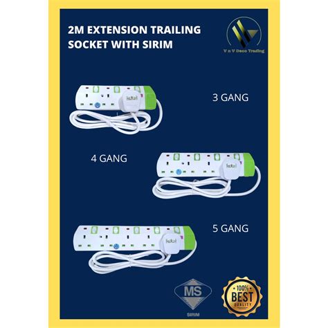 2m Extension Trailing Socket With Sirim Shopee Malaysia