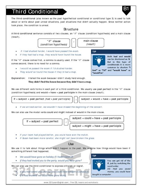 Third Conditional Structure And Use Pdf Verb Syntactic Relationships