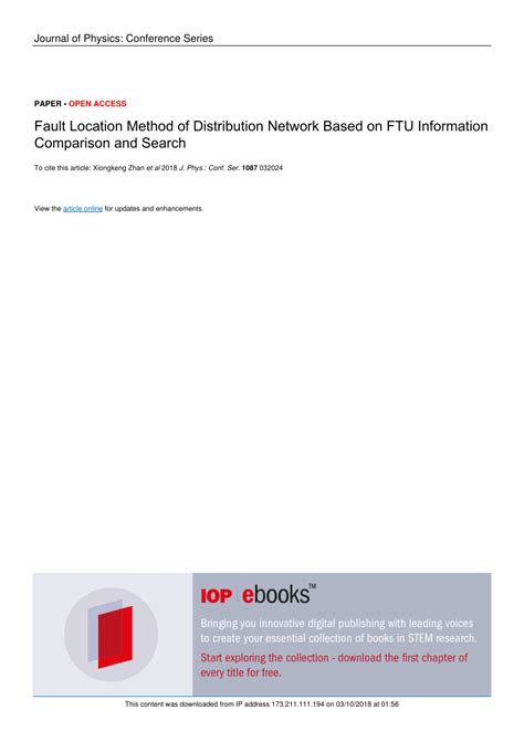 Pdf Fault Location Method Of Distribution Network Based On Ftu Information Comparison And Search