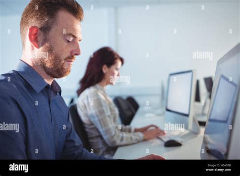 Mature Babe Using Computer Stock Photo Alamy
