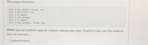 Solved Problem 7 Write A Program Create A Class Cart That