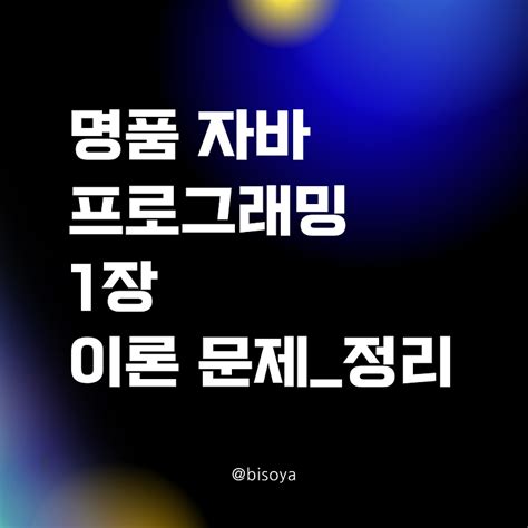 명품 자바 프로그래밍 1장 교재이론 문제 정리