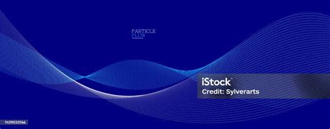 짙은 파란색 공기 입자 흐름 벡터 디자인 흐르는 점 배열의 물결과 추상적 배경 디지털 미래 일러스트 나노 기술 테마 3차원 형태에 대한 스톡 벡터 아트 및 기타 이미지