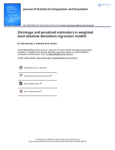 Pdf Shrinkage And Penalized Estimators In Weighted Least Absolute Deviations Regression Models
