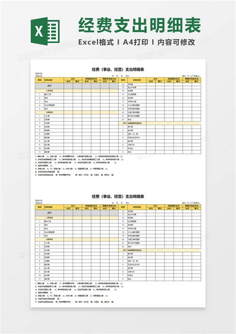 经费支出明细表Excel模板下载 熊猫办公