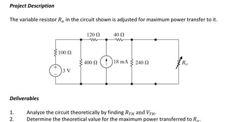 Solved The Variable Resistor Ro In The Circuit Shown Is Chegg