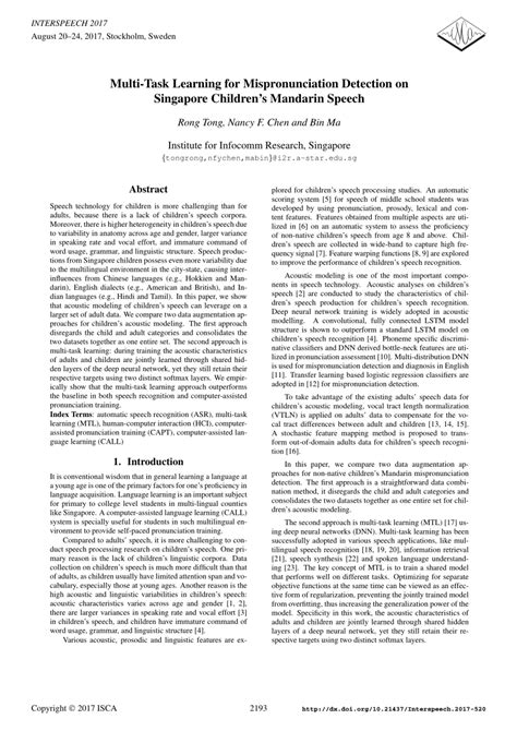 Pdf Multi Task Learning For Mispronunciation Detection On Singapore