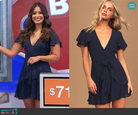 Wornontv Manuelas Navy Ruffled Dress On The Price Is Right Manuela
