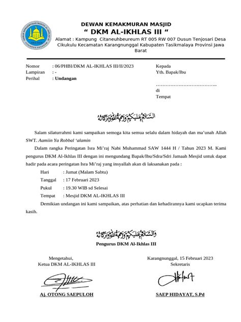 Surat Undangan Phbi Irsi Miraj Pdf Surat Undangan Phbi Irsi Miraj Pdf