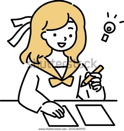 Female Student Studying Vector Illustration Stock Vector Royalty Free