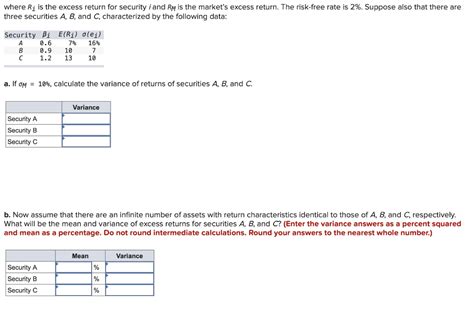 Solved Where Ri Is The Excess Return For Security I And RM Chegg Com