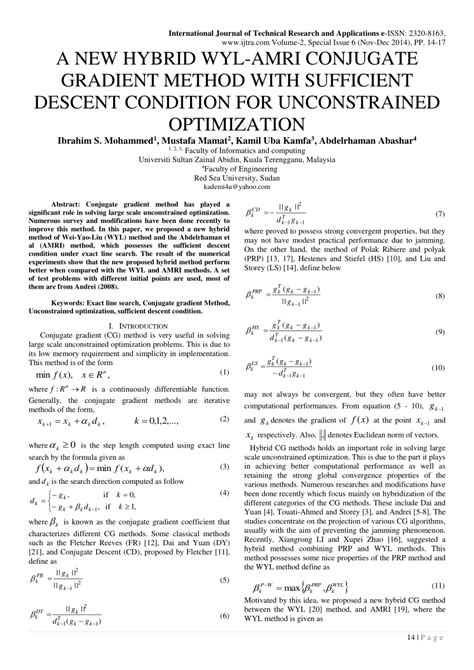 Pdf New Hybrid Conjugate Gradient Method With Global Convergence