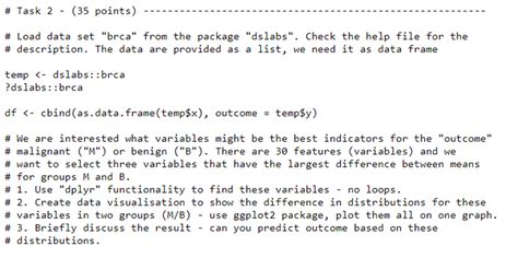 Solved Task 2 35 Points Load Data Set Brca From The Package