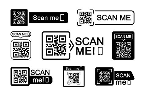Qr 코드 스캔 아이콘 세트 프레임을 스캔합니다 스마트 폰을위한 Qr 코드 스캔 모바일 앱 결제 및 식별을위한 Qr 코드 벡터 일러스트레이션 Qr코드에 대한 스톡 벡터 아트