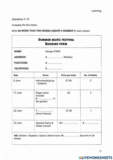 B8 Test 1 Listening Online Exercise For Live Worksheets