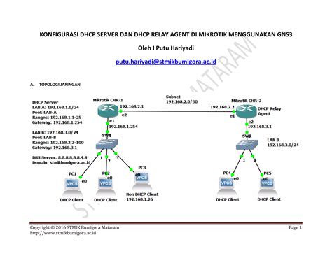 Konfigurasi DHCP Server Dan DHCP Relay Agent Di Mikrotik Menggunakan