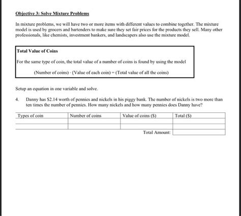 Solved Objective Solve Mixture Problems In Mixture Chegg Com