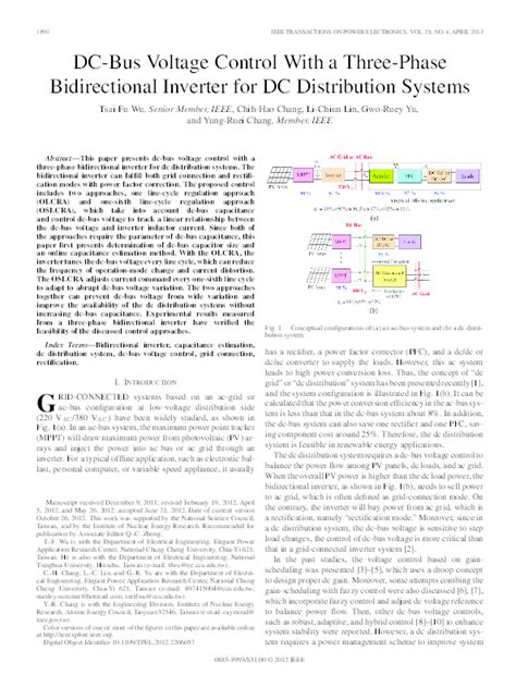 Pdf Dc Bus Voltage Control With A Three Phase Bidirectional Inverter For Dc Distribution Systems