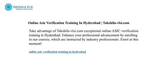 Ppt Online Asic Verification Training In Hyderabad Takshila Powerpoint Presentation