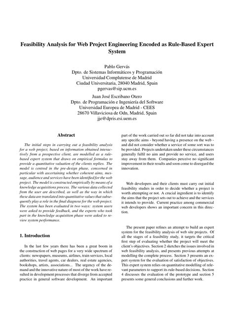 Pdf Feasibility Analysis For Web Project Engineering Encoded As Rule Based Expert System