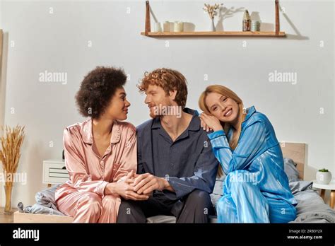 Polygamy Concept Understanding Three Adults Redhead Man And