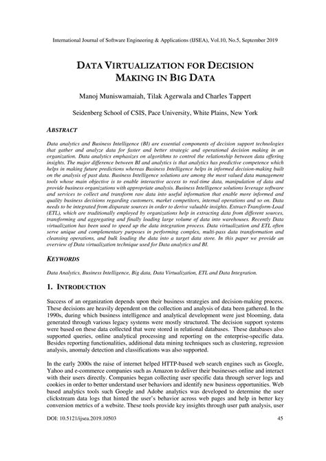 Data Virtualization For Decision Making In Big Data Pdf